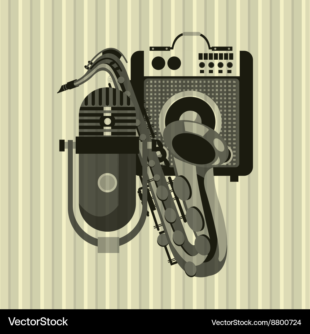 Music icon retro concept flat Royalty Free Vector Image