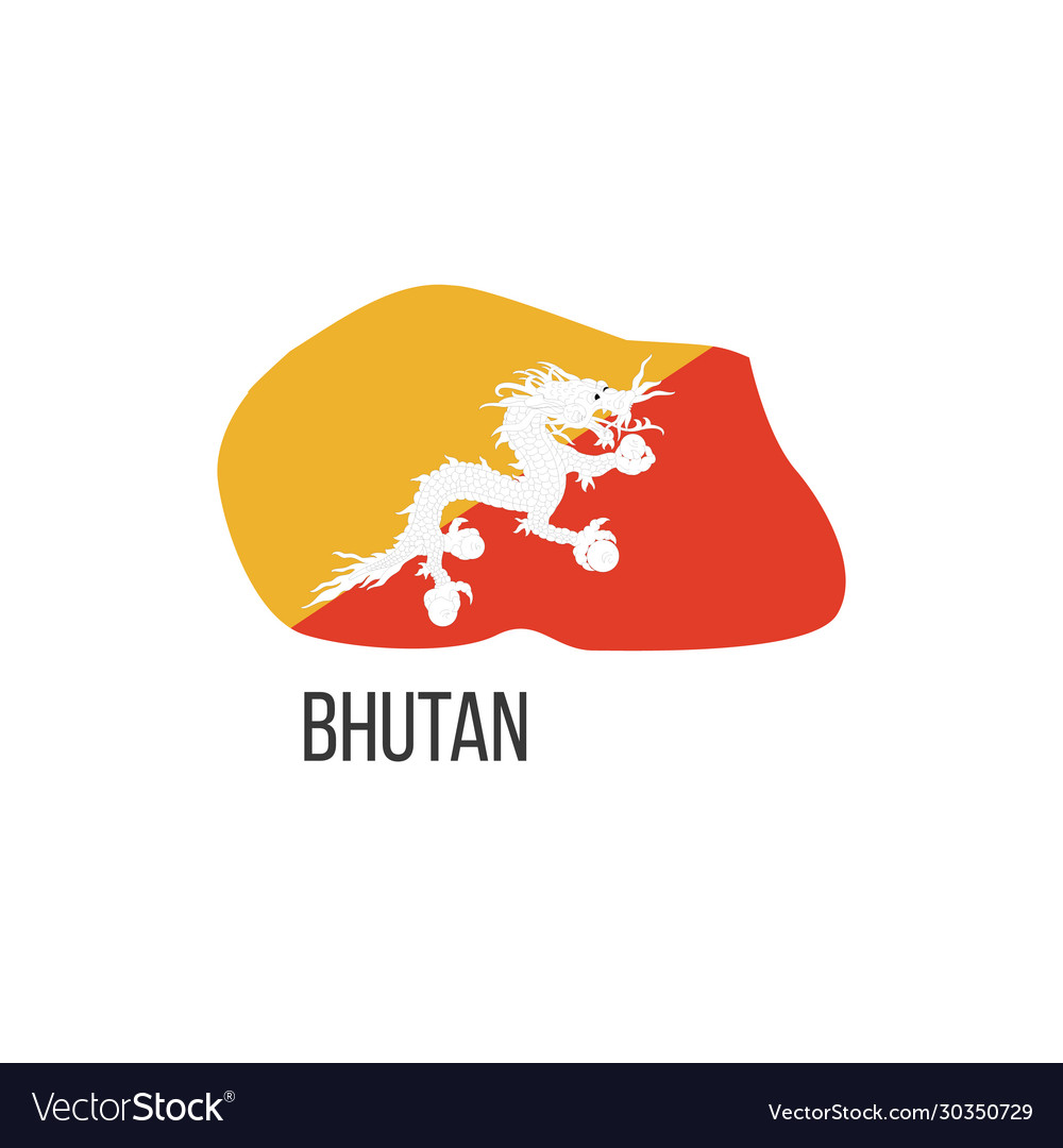 Bhutan flag map the country Royalty Free Vector Image