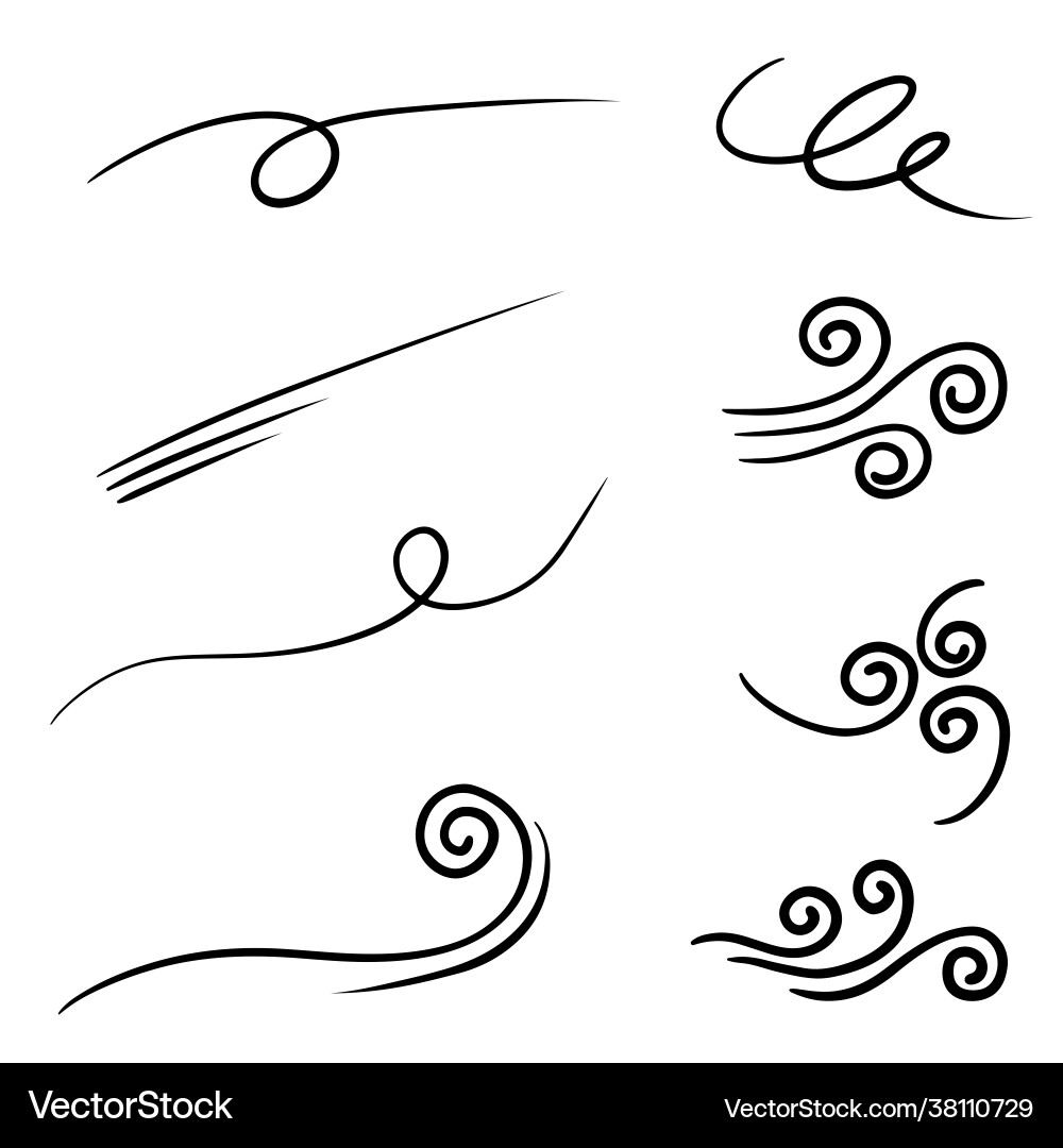 Doodle wind gust isolated on a white Royalty Free Vector