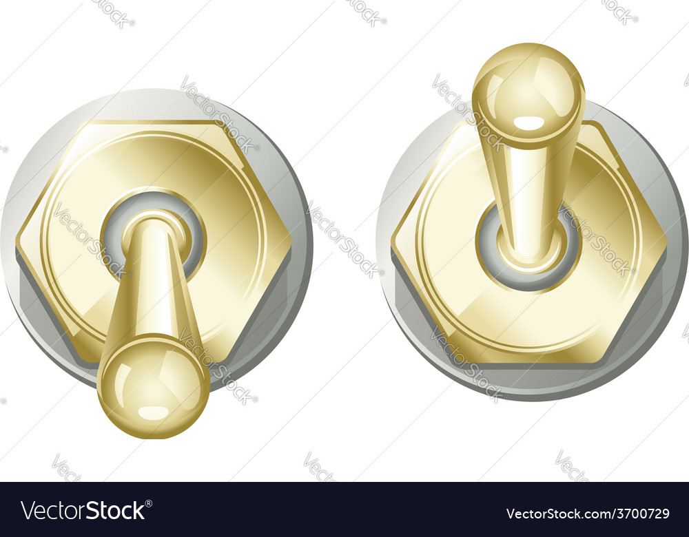 Golden toggle switch button Royalty Free Vector Image