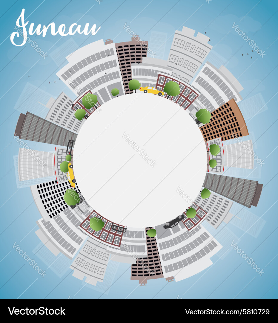 Juneau alaska skyline with grey building Vector Image