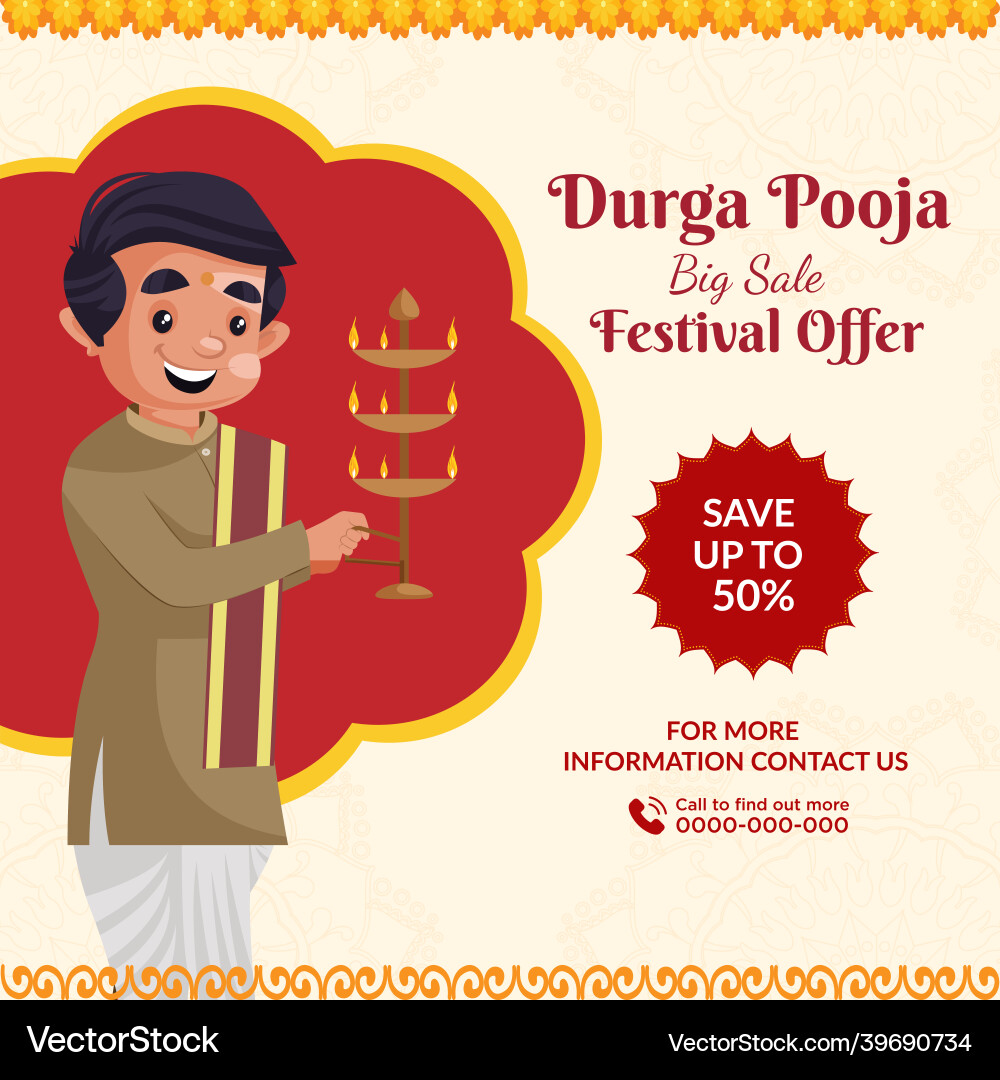 Banner design of durga pooja Royalty Free Vector Image