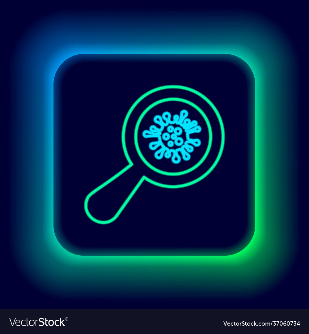 Glowing neon line microorganisms under magnifier Vector Image Glowing neon line microorganisms under magnifier Vector Image