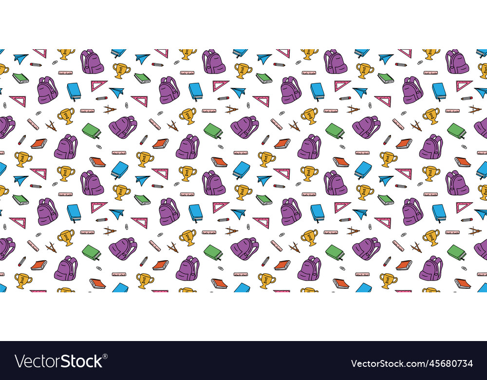 Seamless colored back to school pattern Royalty Free Vector