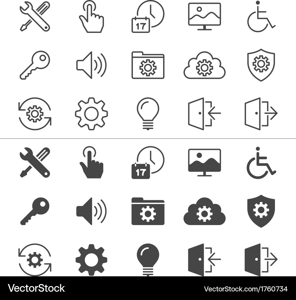 Setting icons thin Royalty Free Vector Image - VectorStock