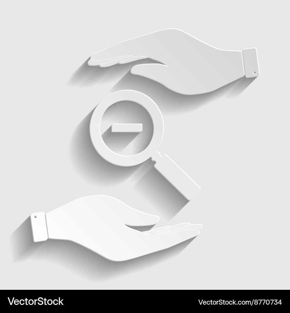 Zoom sign paper style icon Royalty Free Vector Image