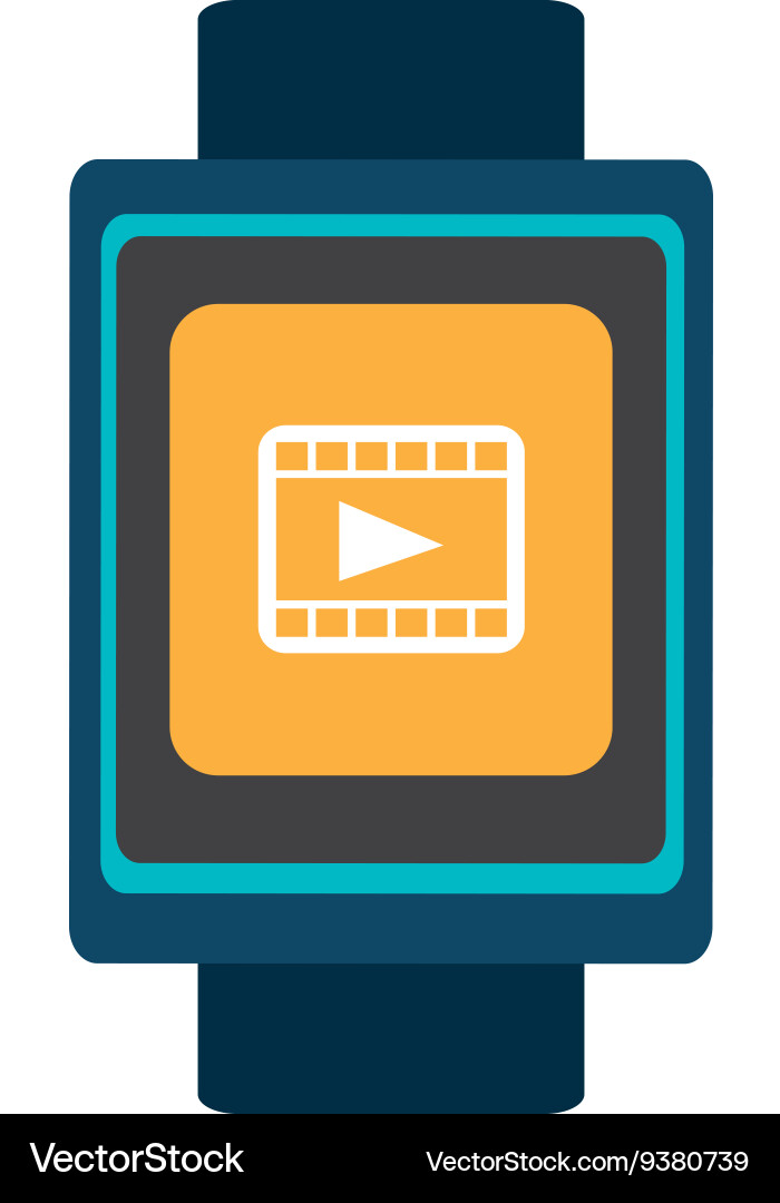 Blue smartwatch with colorful media icon Vector Image