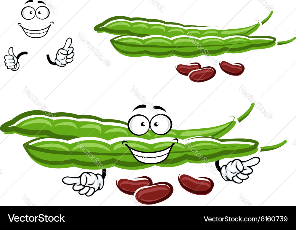 Cartoon bean pods with brown beans Royalty Free Vector Image
