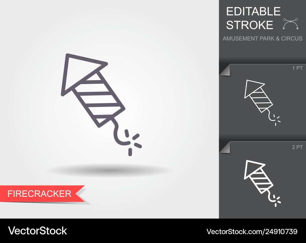 Firework rocket line icon with shadow and Vector Image