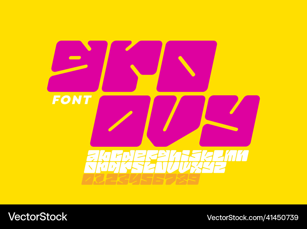 Groovy font alphabet letters and numbers Vector Image