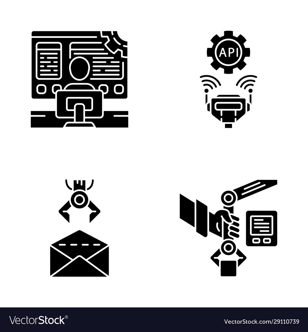 Rpa glyph icons set Royalty Free Vector Image - VectorStock Rpa glyph icons set Royalty Free Vector Image - VectorStock