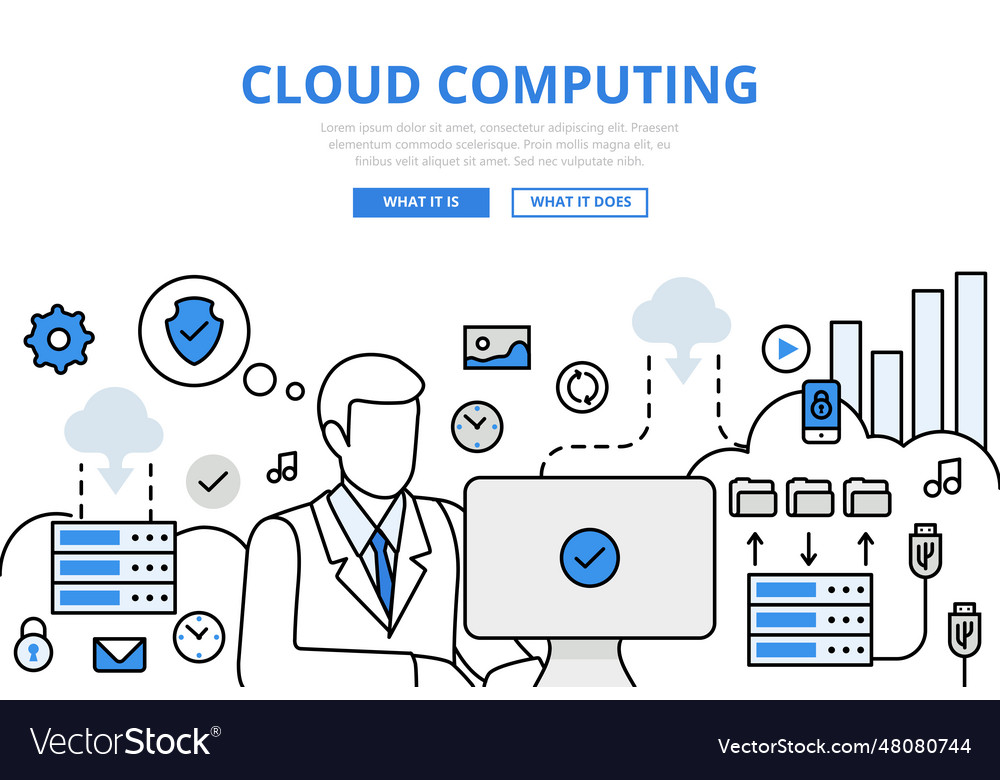 Cloud computing data storage operator content Vector Image