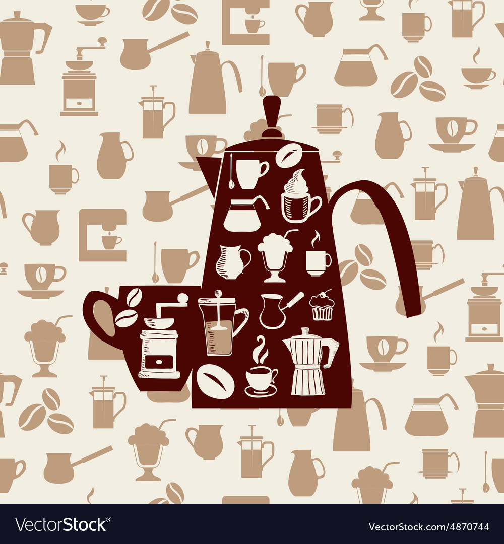 Coffee icons silhouette pattern Royalty Free Vector Image Coffee icons silhouette pattern Royalty Free Vector Image