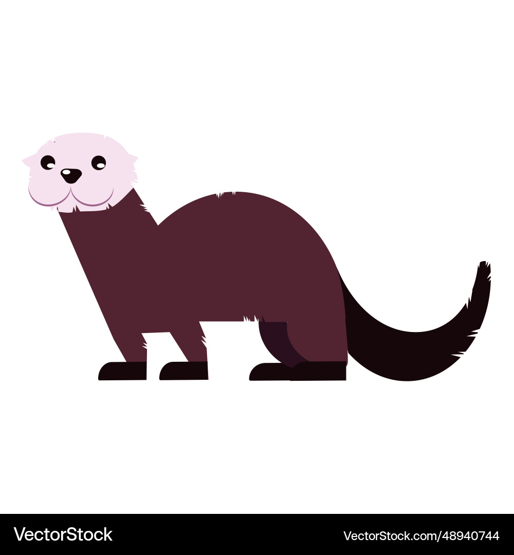 Otter fur muzzle tail rounded flat Royalty Free Vector Image