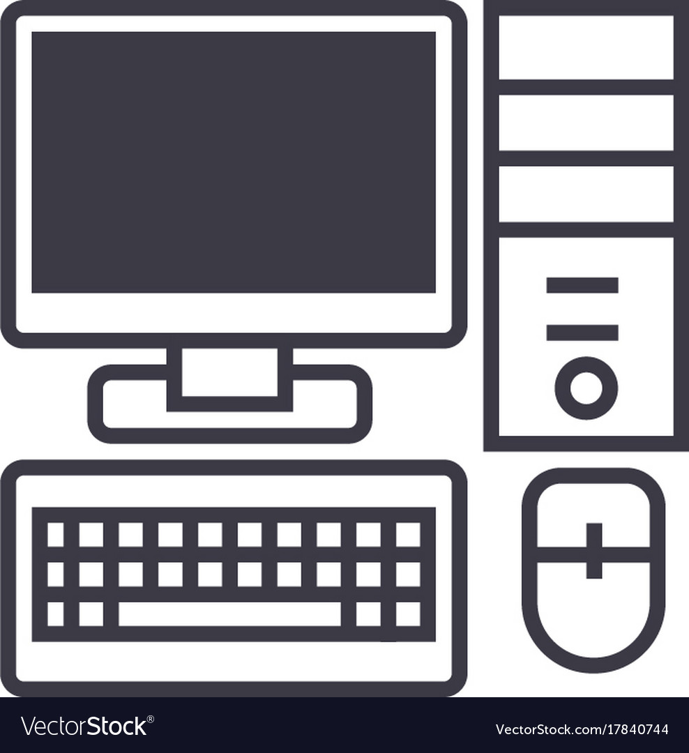 Personal computermonitor keyboard mouse system Vector Image
