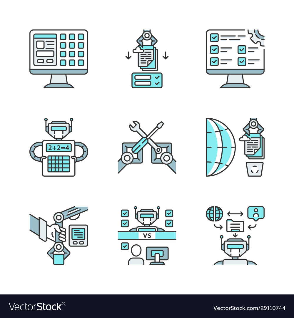 Rpa color icons set Royalty Free Vector Image - VectorStock Rpa color icons set Royalty Free Vector Image - VectorStock