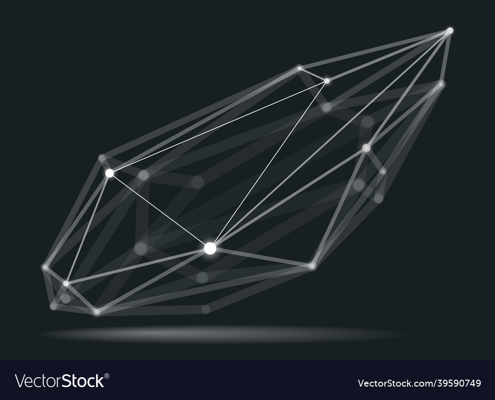 Abstract 3d mesh shape dots connected with lines Vector Image