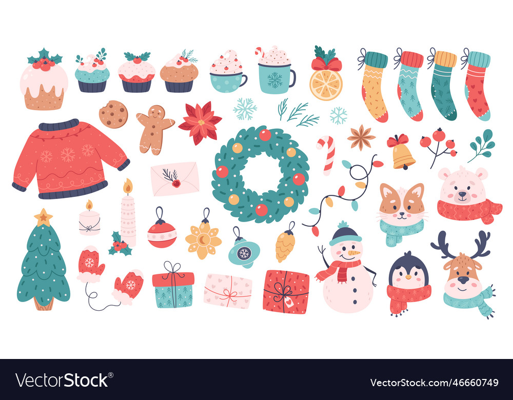 Christmas elements collection merry Royalty Free Vector