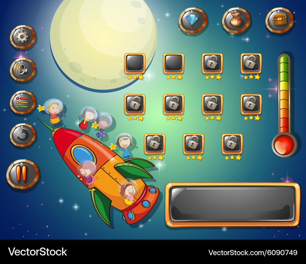Game template with space theme Royalty Free Vector Image