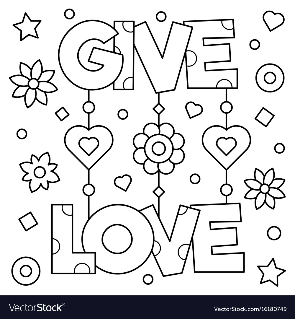 Give love coloring page Royalty Free Vector Image