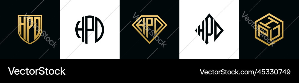 Initial letters hpd logo designs bundle Royalty Free Vector