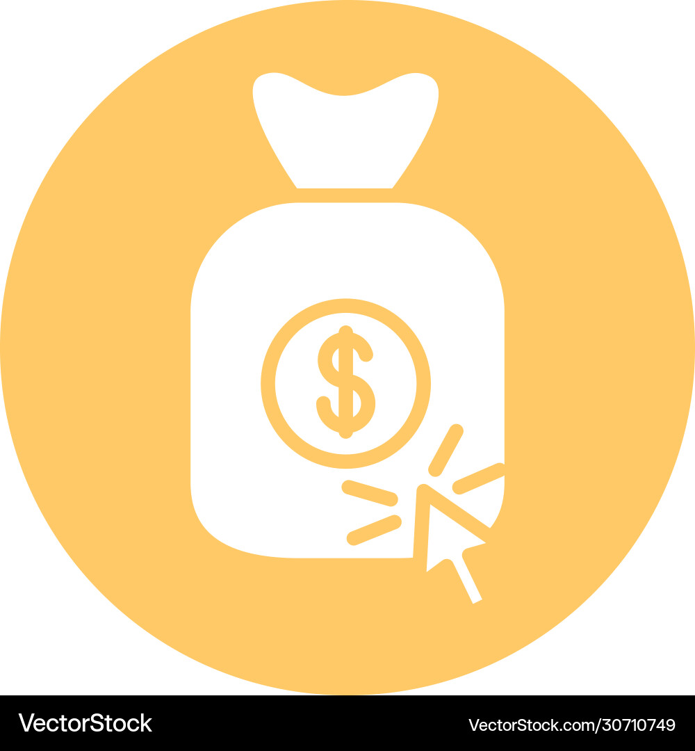 Money bag with arrow cursor block style icon Vector Image