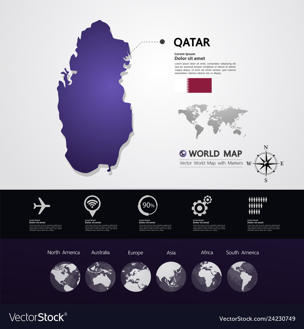Qatar map Royalty Free Vector Image - VectorStock