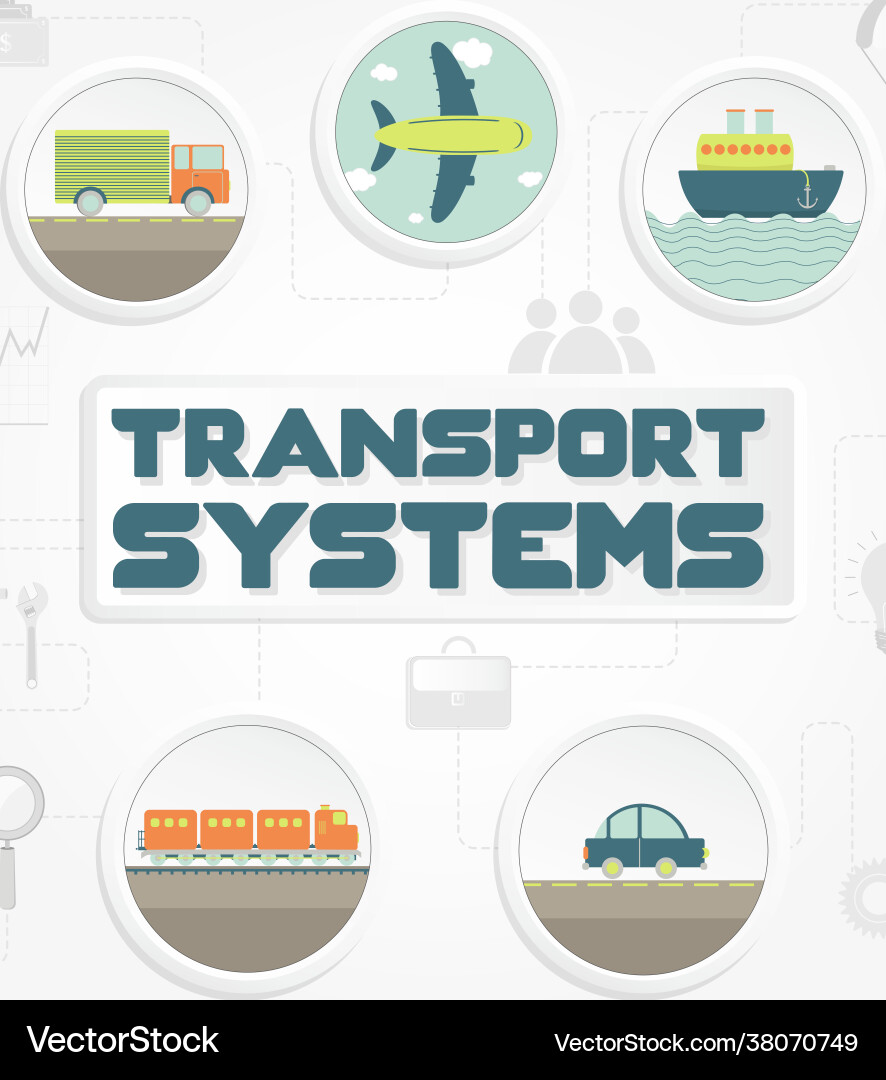 Transport systems phrase transportation and tools Vector Image
