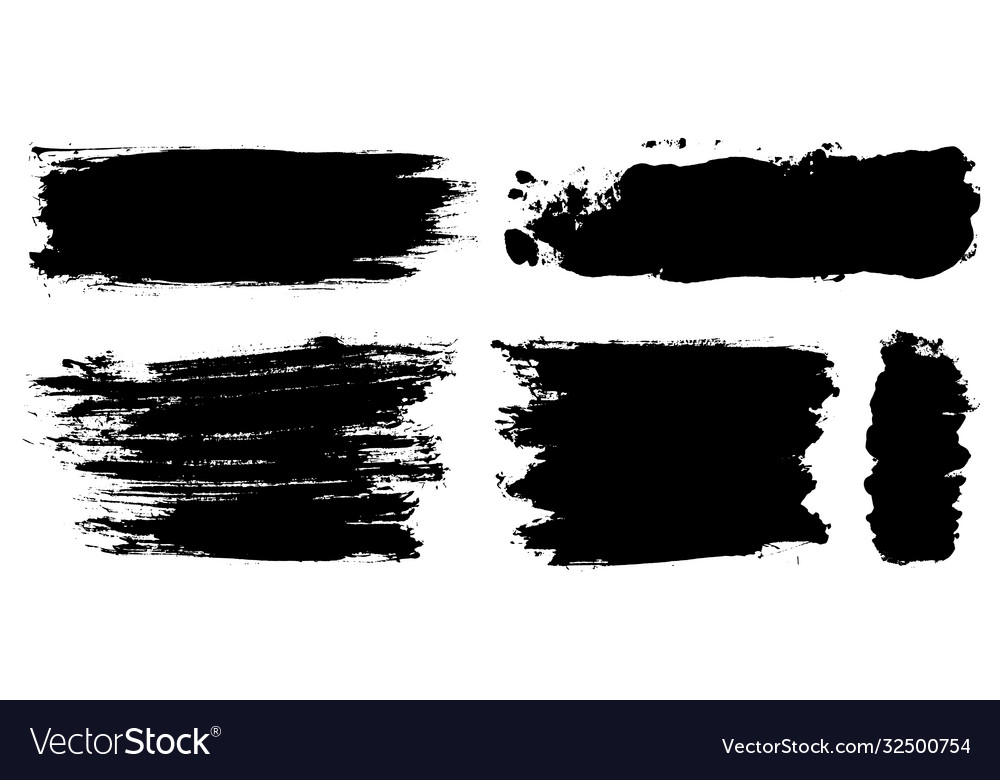 Brush strokes paintbrushes set grunge Royalty Free Vector