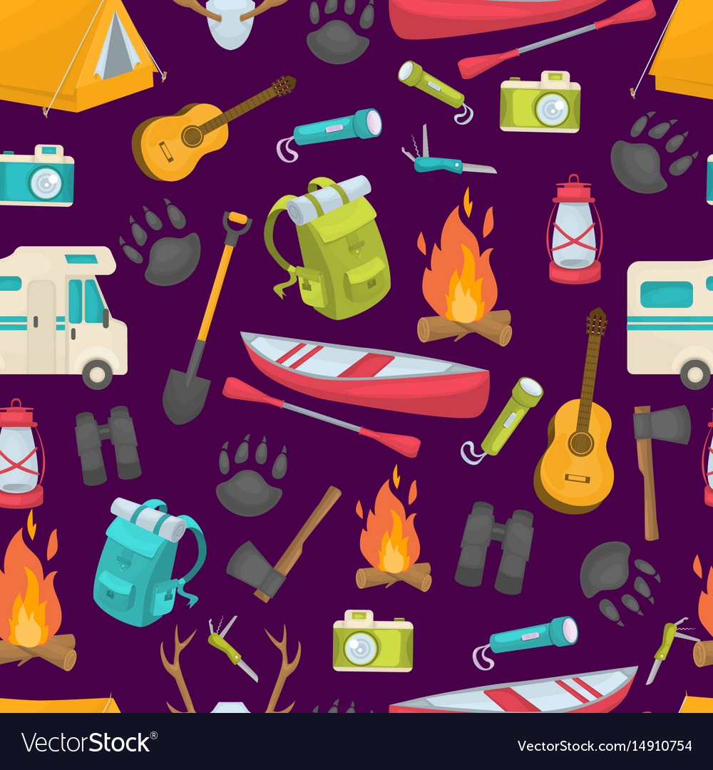 Camping seamless pattern Royalty Free Vector Image
