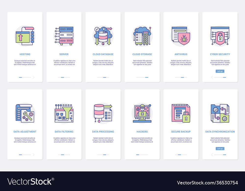 Cloud data storage database cybersecurity ux ui Vector Image