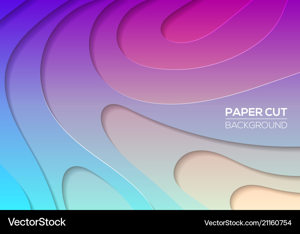 Modern paper art cartoon abstract waves Royalty Free Vector