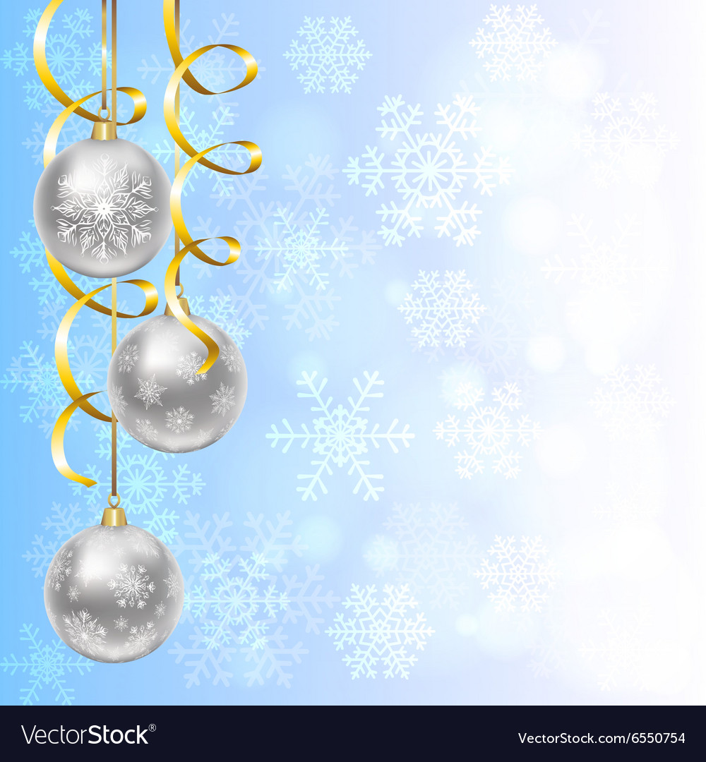 Silver balls with snowflakes ornament Royalty Free Vector