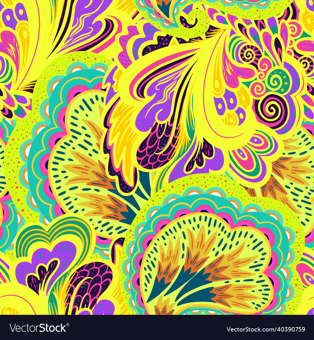 Funky colorful seamless psychedelic pattern Vector Image
