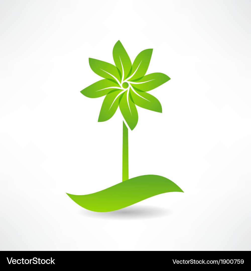 Green windmill design element icon Royalty Free Vector Image