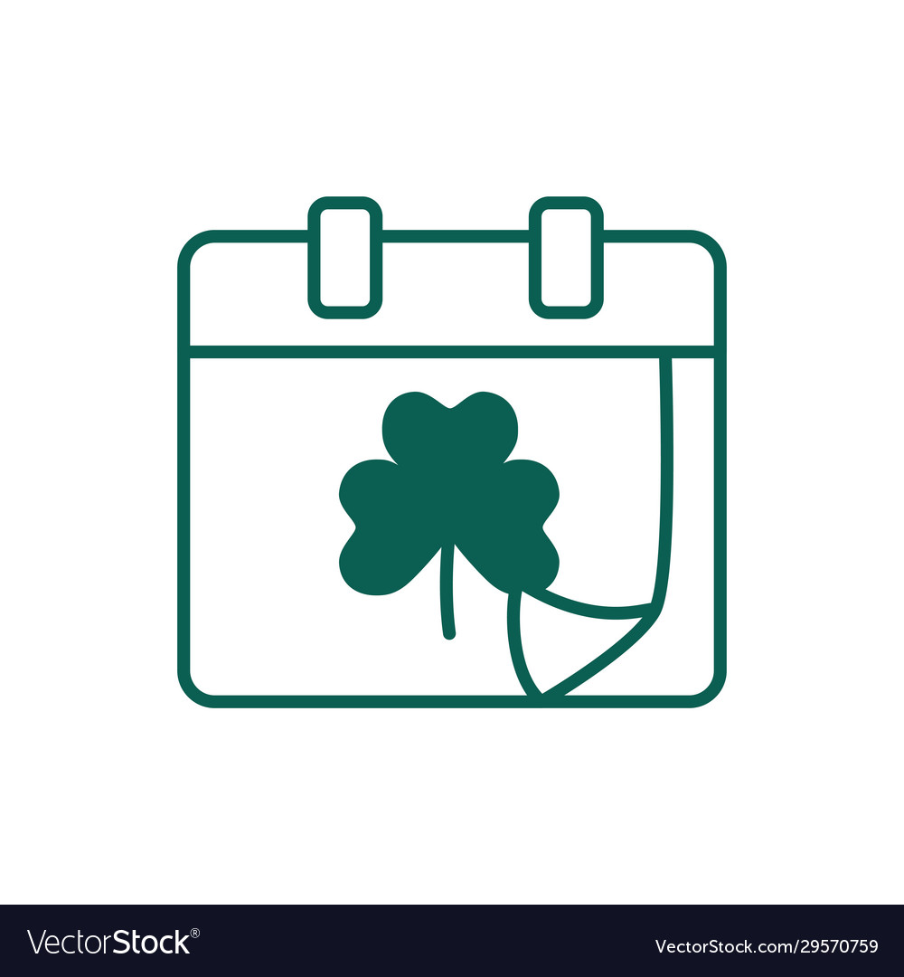 Saint patricks day calendar with clover leaf line Vector Image