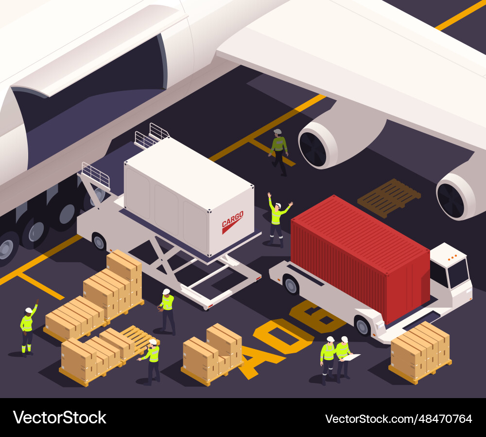 Air cargo isometric concept Royalty Free Vector Image