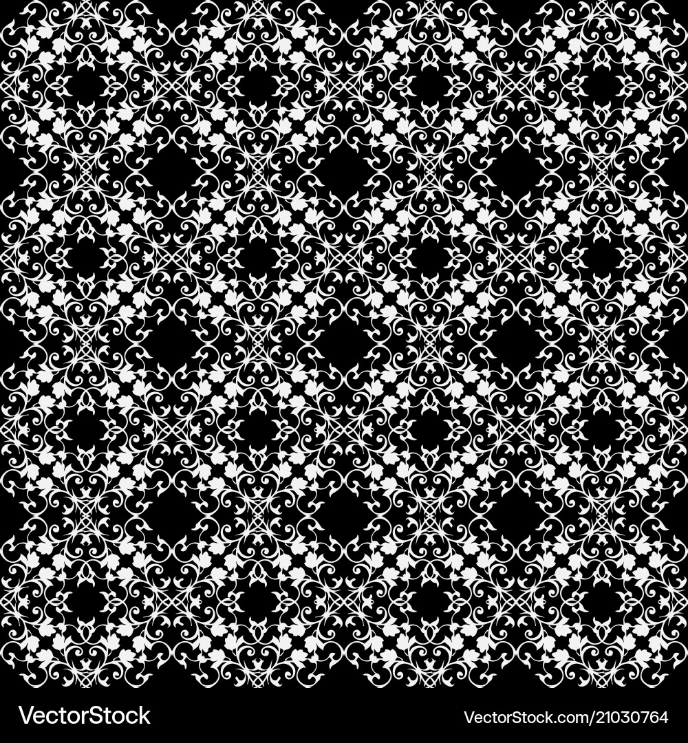 Baroque lace seamless pattern black Royalty Free Vector