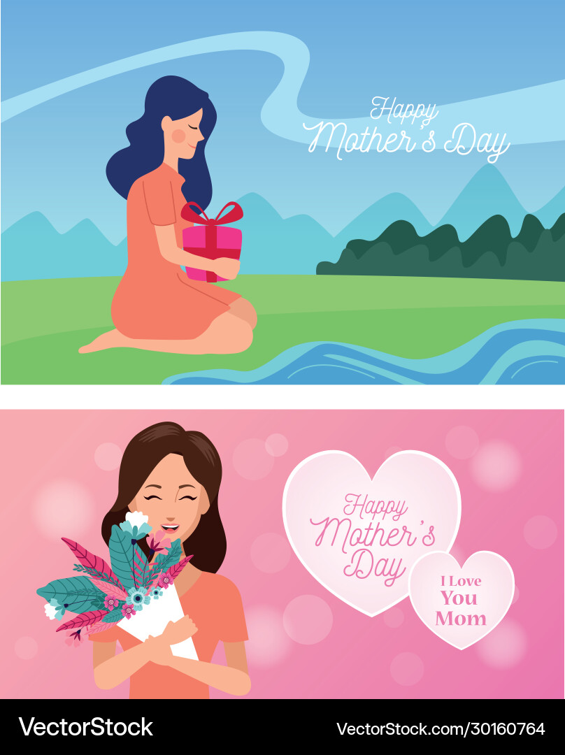 Bundle happy mothers day cards Royalty Free Vector Image