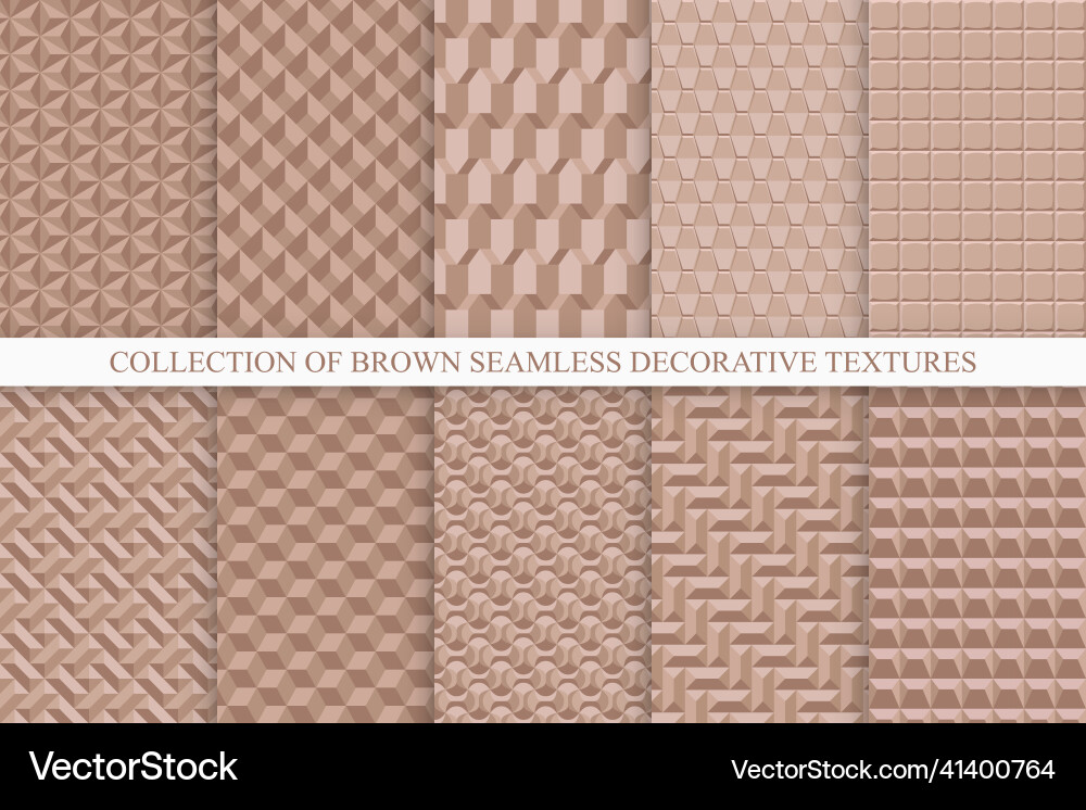 Collection of seamless brown decorative Royalty Free Vector