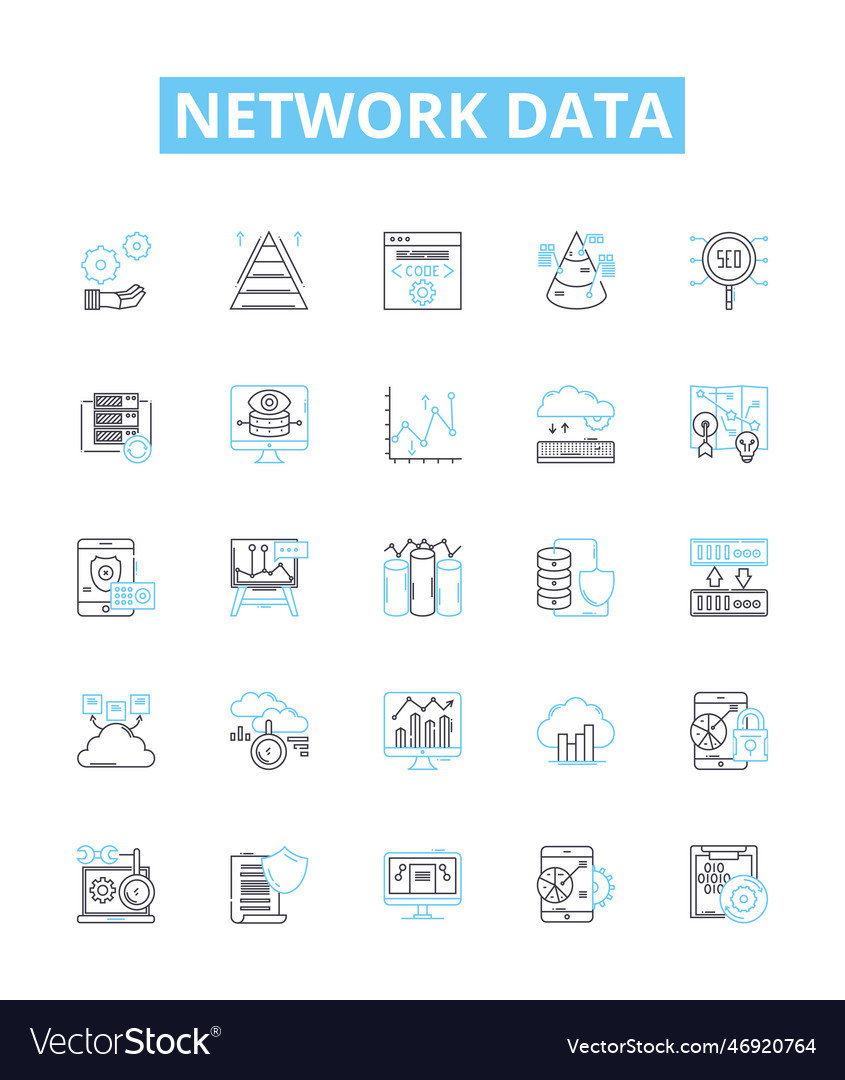 Network data line icons set networking Royalty Free Vector