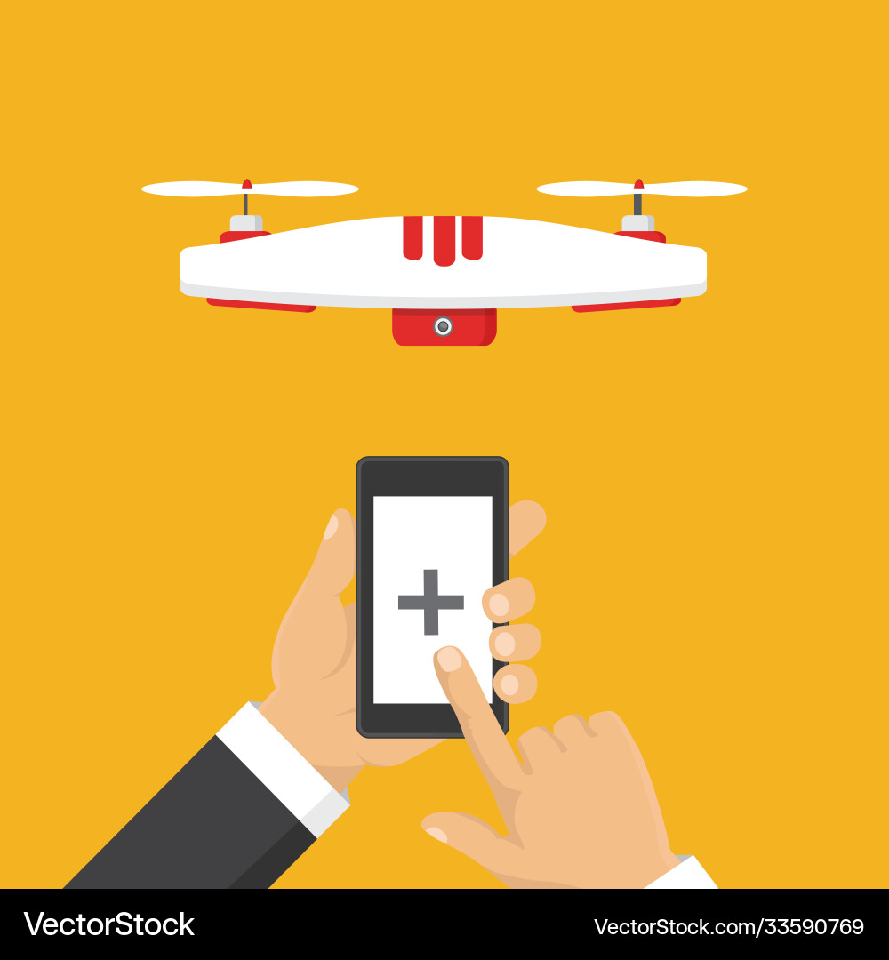 Drone and remote control for quadrocopter Vector Image