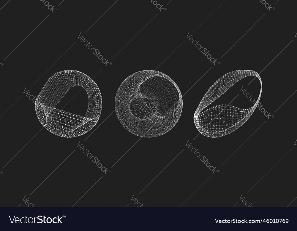 Wireframe Object With Lines And Dots Abstract 3d Vector Image