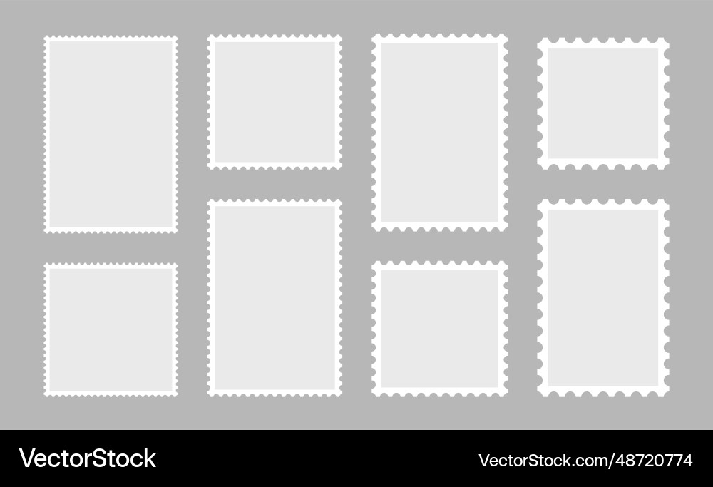 Blank set of 8 postage stamps paper postmarks Vector Image