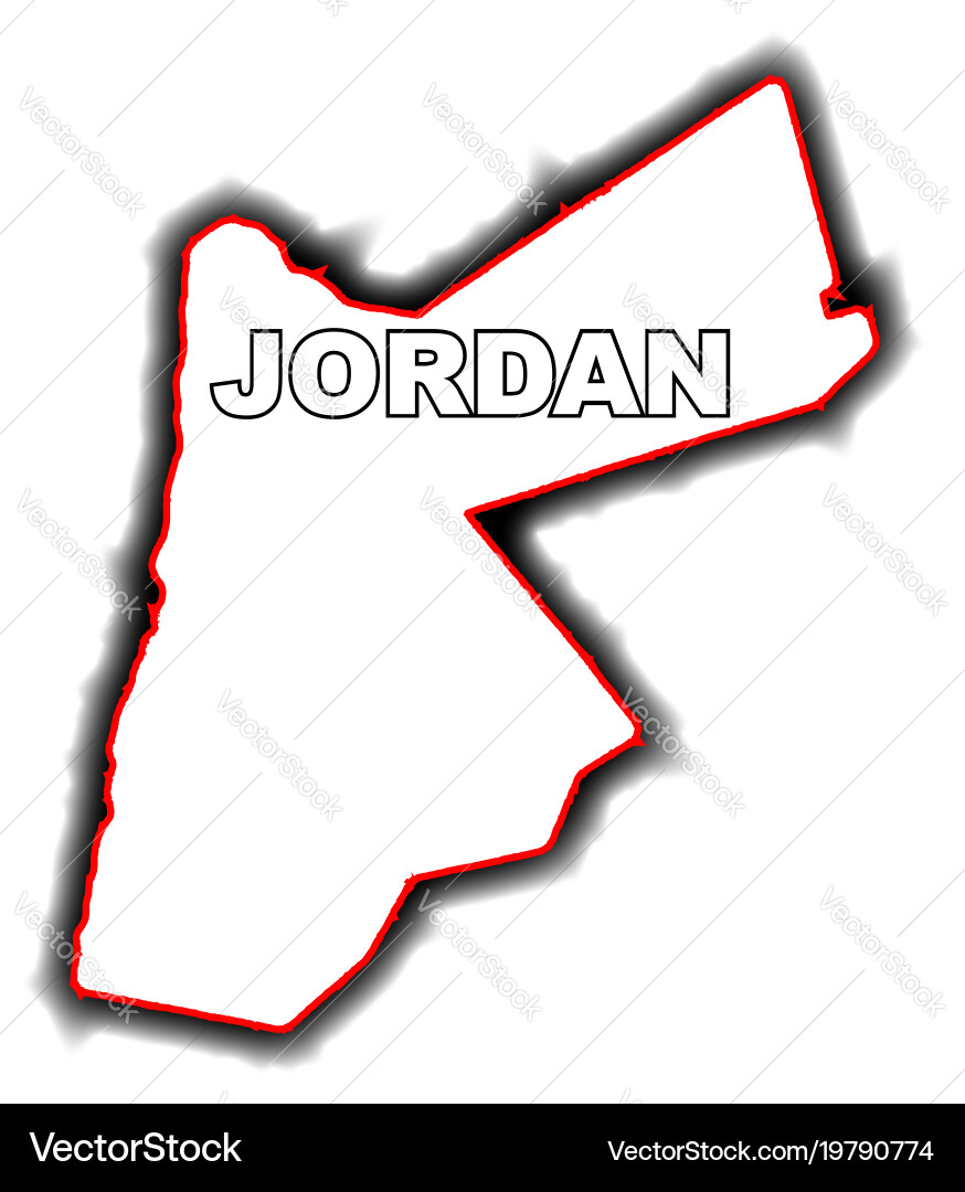 Outline map of jordan Royalty Free Vector Image