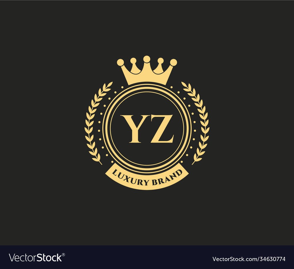 Yz initial letter gold calligraphic feminine Vector Image