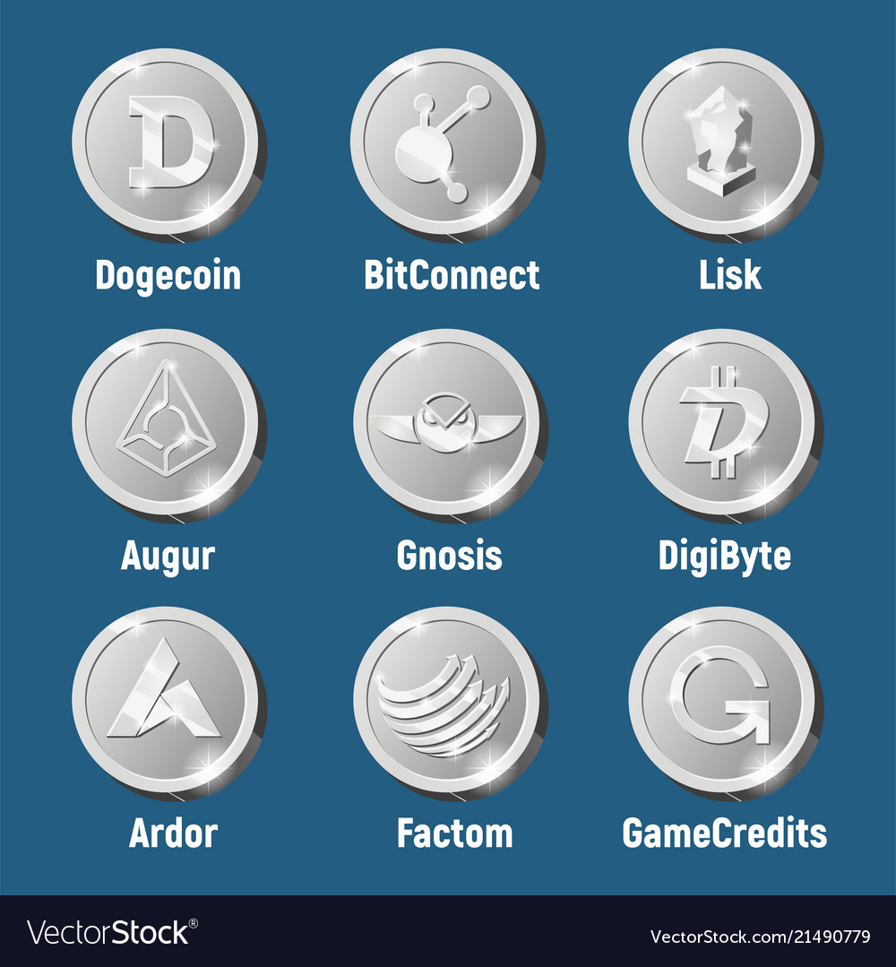 Cripto currency silver logo coins Royalty Free Vector Image