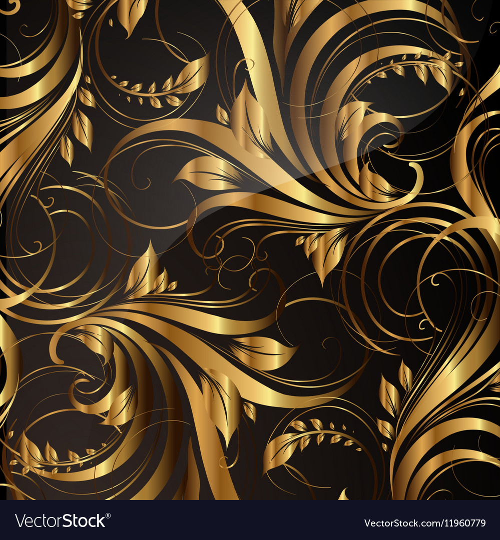 Gold seamless floral background Royalty Free Vector Image