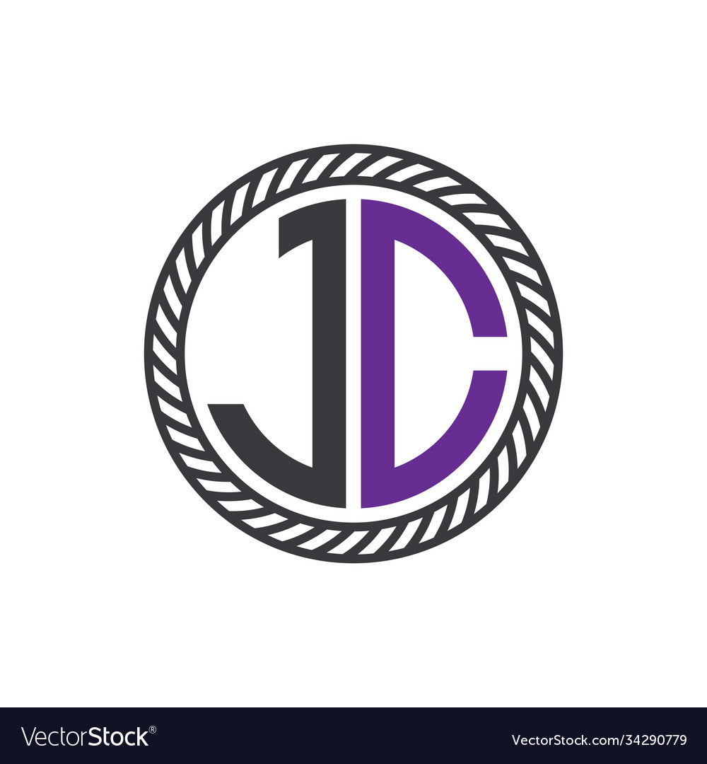 Initial letter jc circle shape monogram simple Vector Image
