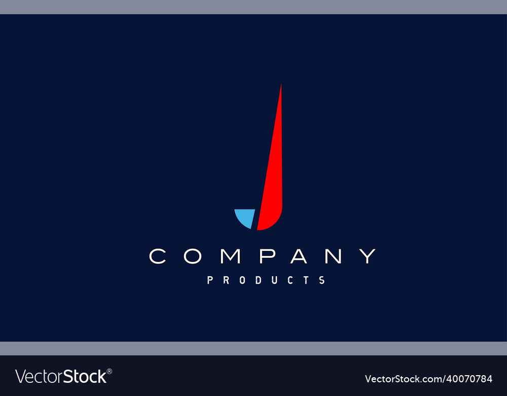Blue red j alphabet letter logo icon design Vector Image